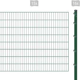 Arvotec Einstabmattenzaun "ESSENTIAL 160 zum Aufschrauben" Zaunelemente Zaunhöhe 160 cm, Zaunlänge 2 - 60 m Gr. H/L: 160cm x 30 m, Pfosten: 16 St., grün (dunkelgrün)