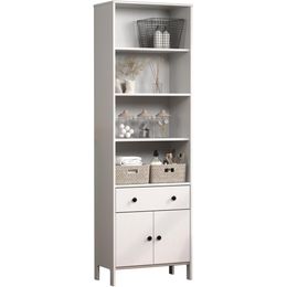 Hochschrank Welltime "Kall", weiß (weiß lackiert), B:60cm H:188cm T:33cm, Massivholz, Schränke, Badezimmerschrank aus Kiefer-Massivholz - Maße (B/T/H) 60/33/188 cm