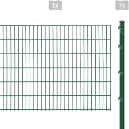 Arvotec Doppelstabmattenzaun "ESSENTIAL 123 zum Einbetonieren" Zaunelemente Zaunhöhe 123 cm, Zaunlänge 2 - 60 m Gr. H/L: 123cm x 12 m, Pfosten: 7 St., grün (dunkelgrün)