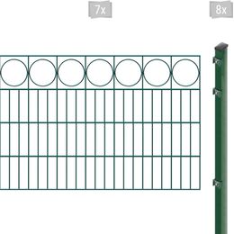 Arvotec Doppelstabmattenzaun "EXCLUSIVE 80 zum Einbetonieren "Ring" mit Zierleiste" Zaunelemente Zaunhöhe 80 cm, Zaunlänge 2 - 60 m Gr. H/L: 80cm x 14 m, Pfosten: 8 St., grün (dunkelgrün)