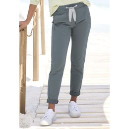 Sweathose ELBSAND Gr. L (40), N-Gr, blau (petrol) Damen Hosen mit Logodruck hinten, Jogginghose Kordelzug und Taschen Bestseller