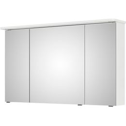 Spiegelschrank SAPHIR "Serie 4005 Badezimmer-Spiegelschrank inkl. LED-Kranzbeleuchtung" Schränke Gr. B/H/T: 120 cm x 72,2 cm x 17 cm, 3 St., weiß (lack polarweiß hochglanz) Badschrank 120 cm breit, 3 Türen, 6 Glas-Einlegeböden, inkl Türdämpfer