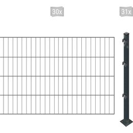 Arvotec Einstabmattenzaun "ESSENTIAL 80 zum Einbetonieren" Zaunelemente Zaunhöhe 80 cm, Zaunlänge 2 - 60 m Gr. H/L: 80cm x 60 m, Pfosten: 3, grau (anthrazit)