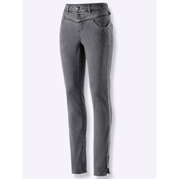 CRÉATION L Bequeme Jeans CREATION L Gr. 19, Kurzgrößen, schwarz (anthrazit, grey, denim) Damen Jeans