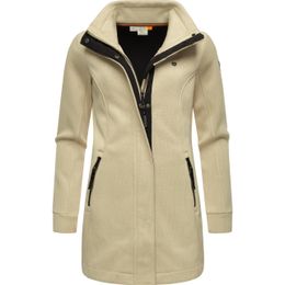 Sweatjacke Ragwear "Letrice Bonded" Gr. 4XL (48), beige (ecru) Damen Sweatjacken Elegante Zip-Jacke mit hohem Kragen in Feinstrickoptik