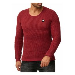 RED BRIDGE Strickpullover REDBRIDGE "Kansas City" Gr. L, rot (bordeau) Herren Pullover mit Grobstrick