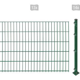 Arvotec Doppelstabmattenzaun "ESSENTIAL 103 zum Aufschrauben" Zaunelemente Zaunhöhe 103 cm, Zaunlänge 2 - 60 m Gr. H/L: 103cm x 26 m, Pfosten: 14 St., grün (dunkelgrün)