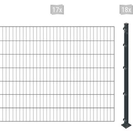 Arvotec Einstabmattenzaun "ESSENTIAL 140 zum Einbetonieren" Zaunelemente Zaunhöhe 140 cm, Zaunlänge 2 - 60 m Gr. H/L: 140 cm x 34 m, Pfosten: 18 St., grau (anthrazit) Zaunelemente