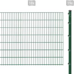 Arvotec Doppelstabmattenzaun "ESSENTIAL 143 zum Einbetonieren" Zaunelemente Zaunhöhe 143 cm, Zaunlänge 2 - 60 m Gr. H/L: 143 cm x 36 m, Pfosten: 19 St., grün (dunkelgrün) Zaunelemente