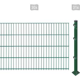 Arvotec Doppelstabmattenzaun "ESSENTIAL 83 zum Aufschrauben" Zaunelemente Zaunhöhe 83 cm, Zaunlänge 2 - 60 m Gr. H/L: 83 cm x 60 m, Pfosten: 31 St., grün (dunkelgrün) Zaunelemente