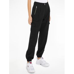 Cargohose Tommy Jeans "TJW STRETCH MR CARGO PANT" Gr. 28, Länge 34, schwarz (black) Damen Hosen im modischem Cargo-Form