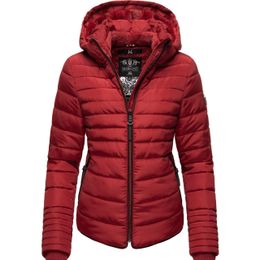 Winterjacke Marikoo "Amber", Damen, Gr. M (38), rot (blutrot), Obermaterial: 100% Polyester, Futter: 100% Polyester, Wattierung: 100% Polyester, Ärmelfutter: 100% Polyester, unifarben, casual, figurbetont hüftbedeckend, Langarm verstellbar Rippstrickbündchen mit Reißverschluss, Jacken, stylische Steppjacke mit Teddyfutter