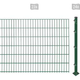Arvotec Doppelstabmattenzaun "ESSENTIAL 123 zum Aufschrauben" Zaunelemente Zaunhöhe 123 cm, Zaunlänge 2 - 60 m Gr. H/L: 123 cm x 46 m, Pfosten: 24 St., grün (dunkelgrün) Zaunelemente