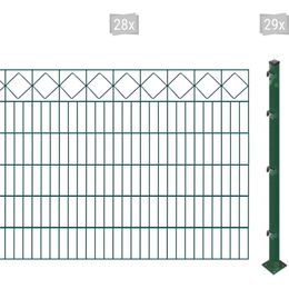 Arvotec Doppelstabmattenzaun "ESSENTIAL 120 zum Aufschrauben "Karo" mit Zierleiste" Zaunelemente Zaunhöhe 120 cm, Zaunlänge 2 - 60 m Gr. H/L: 120cm x 56 m, Pfosten: 29 St., grün (dunkelgrün)