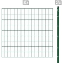 Arvotec Einstabmattenzaun "ESSENTIAL 180 zum Aufschrauben" Zaunelemente Zaunhöhe 180 cm, Zaunlänge 2 - 60 m Gr. H/L: 180 cm x 46 m, Pfosten: 24 St., grün (dunkelgrün) Zaunelemente