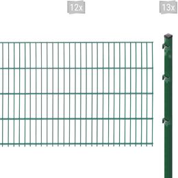 Arvotec Doppelstabmattenzaun "ESSENTIAL 83 zum Einbetonieren" Zaunelemente Zaunhöhe 83 cm, Zaunlänge 2 - 60 m Gr. H/L: 83 cm x 24 m, Pfosten: 13 St., grün (dunkelgrün) Zaunelemente