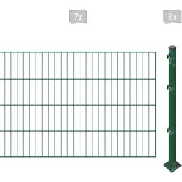 Arvotec Einstabmattenzaun "ESSENTIAL 80 zum Einbetonieren" Zaunelemente Zaunhöhe 80 cm, Zaunlänge 2 - 60 m Gr. H/L: 80 cm x 14 m, Pfosten: 8 St., grün (dunkelgrün) Zaunelemente