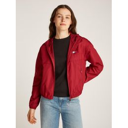 Windbreaker Tommy Jeans "TJW CRP LT CHICAGO", Damen, Gr. L (40), rot (rot carpet), Web, Obermaterial: 100% Polyester, unifarben, casual, regular fit, Langarm, Jacken, in modischer Cropped Form