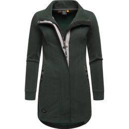 Sweatjacke Ragwear "Letrice" Gr. L (40), grün (dunkelgrün) Damen Sweatjacken Sportliche Zip-Jacke mit hohem Kragen