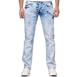 Straight-Jeans Rusty Neal Gr. 30, Länge 34, blau (hellblau) Herren Jeans im außergewöhnlichen Design