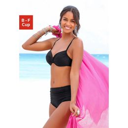 Bügel-Bikini Lascana Gr. 36, Cup D, schwarz Damen Bikini-Sets mit dekorativer Raffung