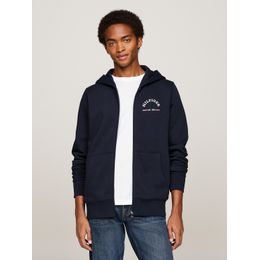 Kapuzensweatjacke Tommy Hilfiger "ROUNDALL HOODED ZIP THROUGH" Gr. XXXL, blau (desert sky) Herren Sweatjacken