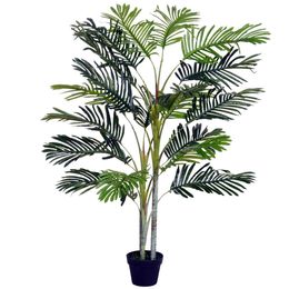 Outsunny Künstliche Palme Groß 150cm Kunstpflanze mit Pflanztopf Kunstbaum 19 Palmenwedel Deko Kunstpalme Kun