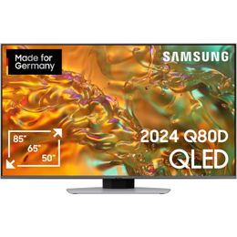 G (A bis G) Samsung QLED-Fernseher Fernseher silberfarben (silber) LED Fernseher