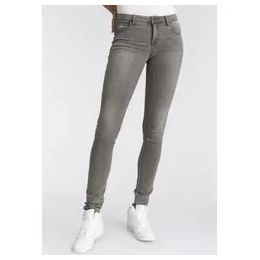 Skinny-fit-Jeans Arizona "Ultra-Stretch" Gr. 88, K + L Gr, grau (grey-used) Damen Jeans extra-enger Beinverlauf, normale Leibhöhe, mit Eingrifftaschen