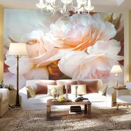 Komnni 3d-Wandbild, Klassische Rosa Rose, Großes Wandbild, Benutzerdefinierte Landschaftstapete, Wohnzimmer, Sofa, Hintergrund, Malerei, Wandpapiere
