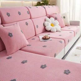 Yifulin Stickerei Verdicken Polar Fleece Sofabezüge All-Inclusive Rutschfeste Couch Kissen Schonbezug Kombination Sofa Matratze