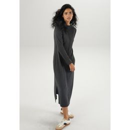 Midikleid Aniston CASUAL Gr. 36, N-Gr, grau (anthrazit, meliert) Damen Kleider mit dekorativer Biese im Vorderteil - NEUE KOLLEKTION