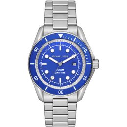 Quarzuhr Michael Kors "MARITIME" Armbanduhren silberfarben (silberfarben, blau) Damen Armbanduhr, Damenuhr, Herrenuhr, Edelstahlarmband, analog