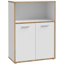 Kommode FORTE "Keflav" Sideboards Gr. B/H/T: 84,5 cm x 115,1 cm x 41,5 cm, weiß (weiß, artisan eiche) Breite 84,5 cm