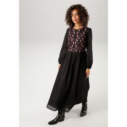 Maxikleid Aniston CASUAL Gr. 36, N-Gr, bunt (schwarz, altrosa) Damen Kleider mit aufwändiger Stickerei verziert - NEUE KOLLEKTION