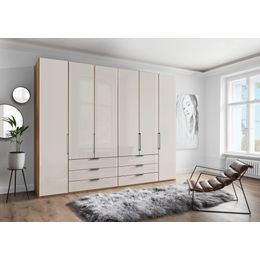 Drehtürenschrank Wiemann "Monaco" Schränke Gr. B/H/T: 295,3 cm x 216 cm x 58 cm, 6 St., braun (bianco, eiche, nachbildung, glas champagner) mit Glasfront sowie hochwertige Beschläge inkl. Dämpfung