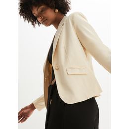 bonprix Kurzblazer mit Pattentaschen, beige, Gr.38, Feminin geschnittener Kurzblazer mit tollen Pattentaschen.
