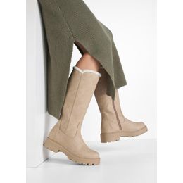 bonprix Stiefel, beige, Gr.41, Winterlicher Stiefel mit modischen Details, aus Vegan
