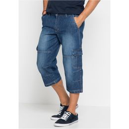 bonprix Regular Fit 3/4 Stretch-Cargojeans Straight, blau, mit Baumwolle