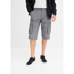 bonprix Long-Bermuda Regular Fit, grau, Gr.46, Sch&ouml;ne Bermuda mit modischem Aufdruck und praktischen Taschen, aus 100% Baumwolle