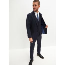 bonprix Anzug mit Weste und Krawatte in Slim Fit (4-tlg.Set), blau, Gr.48, Modischer 4-tlg Anzug bestehend aus Sakko, Hose, Weste, Krawatte und Einstecktuch
