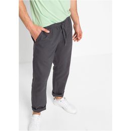 bonprix Regular Fit Schlupfhose aus luftigem Leinen-Mix Straight, grau, Gr.60, Moderne Joggpants in sommerlicher Qualit&auml;t., aus Leinen