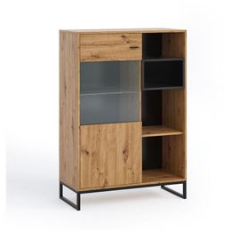 Lomadox Wohn-/Esszimmer Highboard in Artisan Eiche Nb. OSTUNI-132, b/h/t ca. 90/130/40 cm