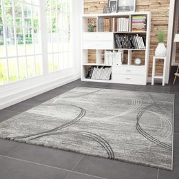 Designer Teppich Modern Kreisel Muster Meliert in Grau Schwarz,160x230 cm