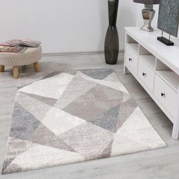 Teppich Geometrische Muster Marmor Optik Modern Grau Beige Meliert,200x280 cm