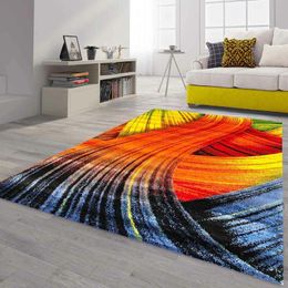 Teppich Kurzflor Bunt Wohnzimmer Patchwork Wellen Punkte Farbig Modern,200x290 cm, B415