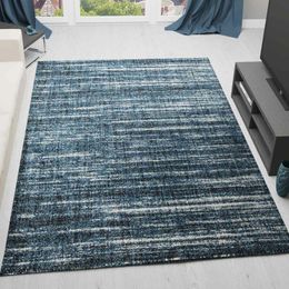 Teppich kurzflor Modern dichter melierter Blau Weiß für Wohnzimmer, Schlafzimmer, kinderzimmer,240x340 cm