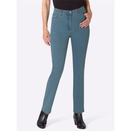WITT Damen 5-Pocket-Jeans mit Stickerei-Motiv, blue-bleached, Gr&ouml;&szlig;e 52