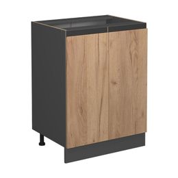 Küchenunterschrank R-Line, Goldkraft Eiche, 60 cm J-Shape, ohne Arbeitsplatte, VICCO