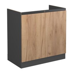 Spülenunterschrank R-Line, Goldkraft Eiche, 80 cm J-Shape, ohne Arbeitsplatte VICCO